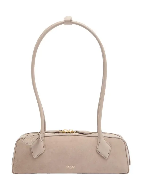 Alaïa Le Teckel Small Suede Shoulder Bag - Sand