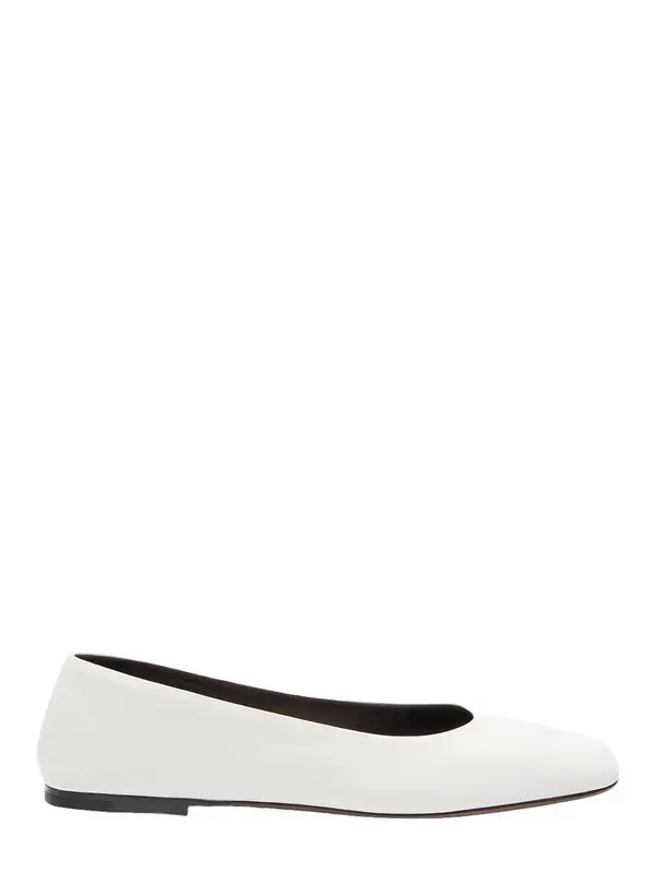 THE ROW Square Grained-leather Ballet Flats - White