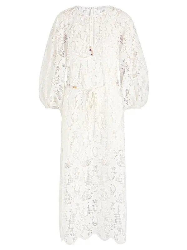Zimmermann Coco Guipure-lace Midi Dress - Ivory