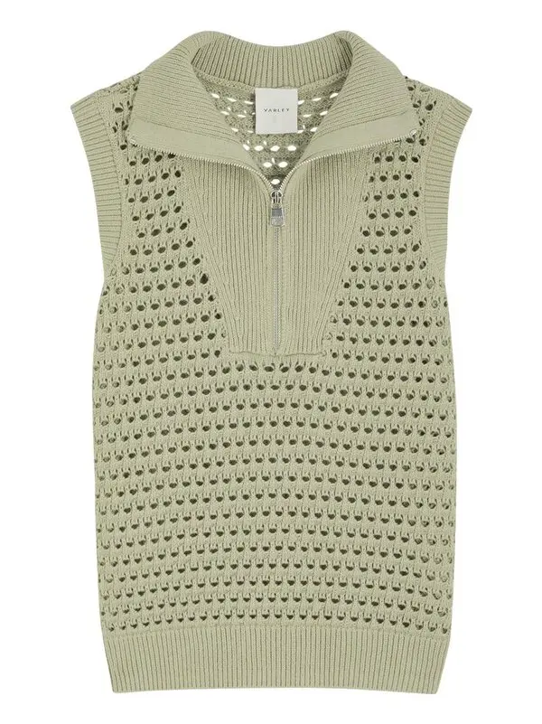 Varley Half-zip Open-knit Vest - Khaki
