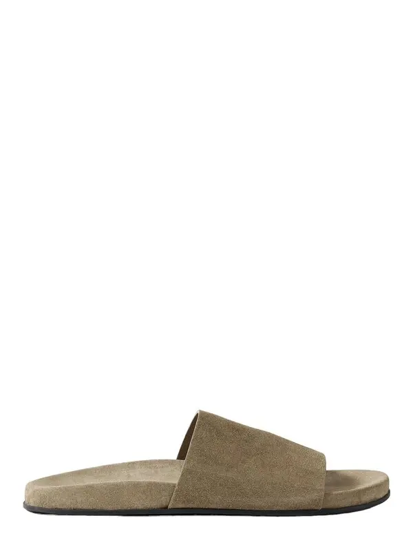 THE ROW Hugh Suede Slides - Neutrals