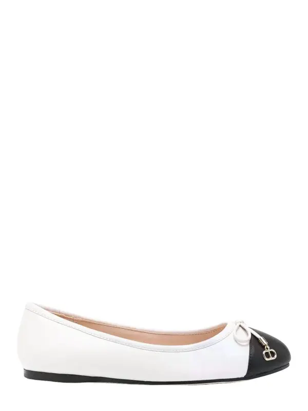 TWINSET Bow-detailed Two-tone Ballerina Shoes - White