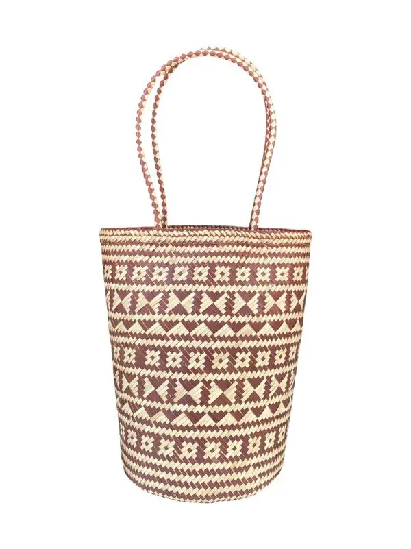 THE ARTISAN & COMPANY Palm Leaf Shopper Market Tote - Natural/rust
