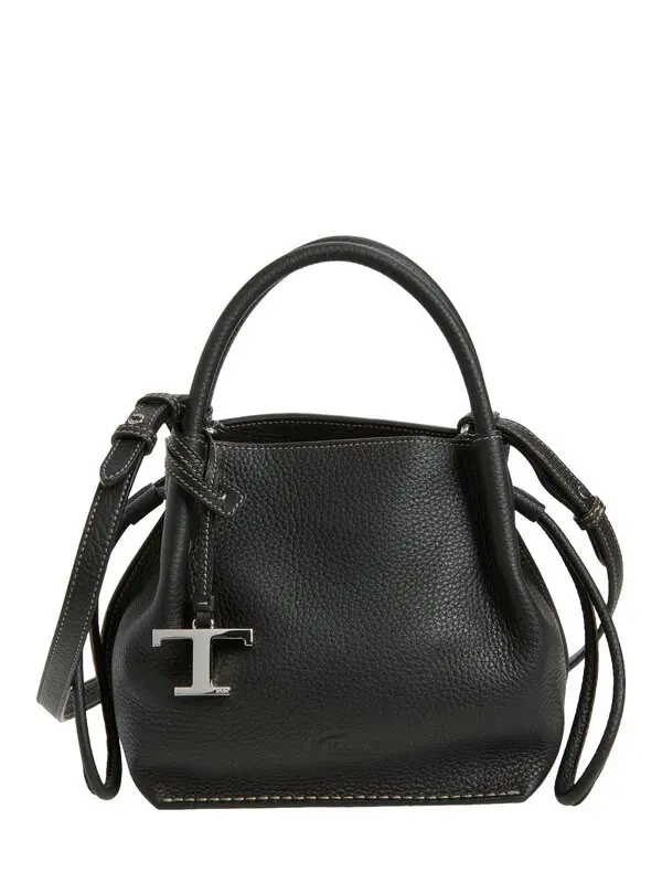 TOD'S Small Leather Bucket Bag - Nero
