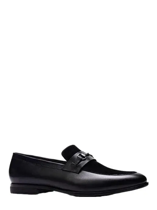 CARLOS SANTANA Leather Bit Loafer - Black Leather