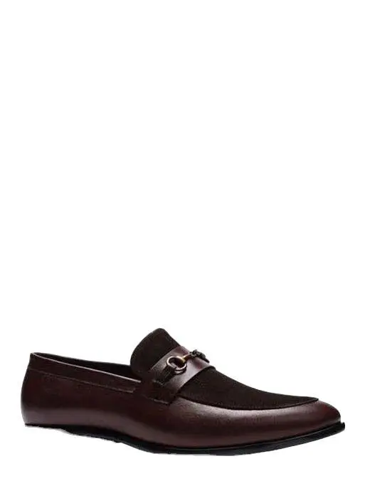 CARLOS SANTANA Leather Bit Loafer - Brown Leather