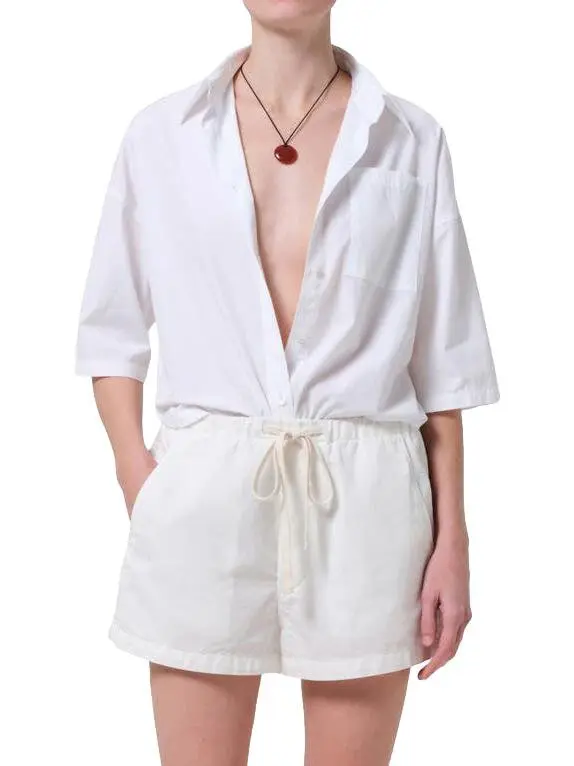 Citizens Of Humanity Frances Cape Cropped Button-up Shirt - Optic White