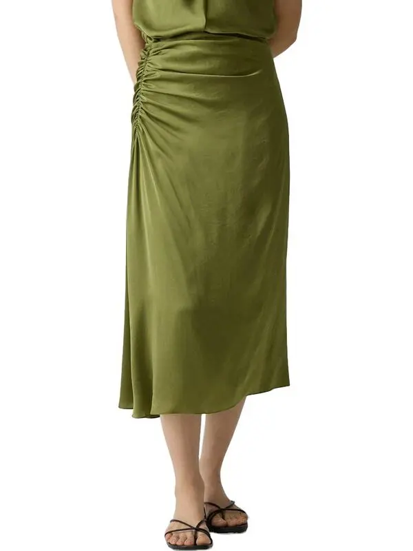 Theory Ruched Midi Skirt - Avocado
