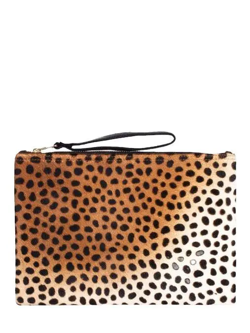 THE ARTISAN & COMPANY Calf Hair Flat Wallet Clutch By - Leopard Print