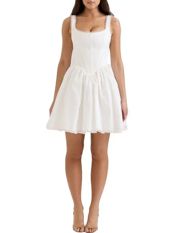 House Of Cb Lace Trim Corset Mini Dress - White