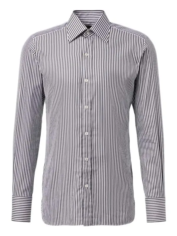 TOM FORD Ladder Striped Cotton Shirt - Black