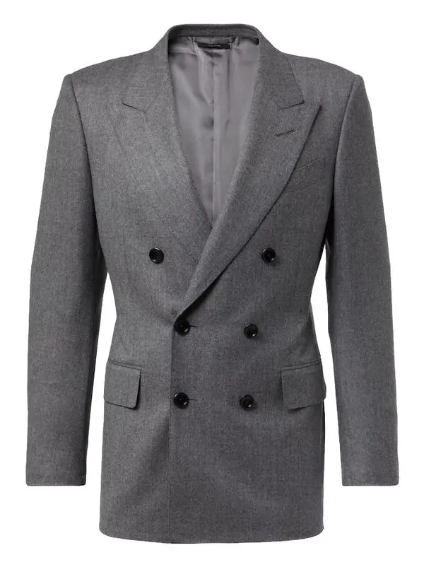 TOM FORD Dyllan Double-breasted Virgin Wool Blazer - Grey