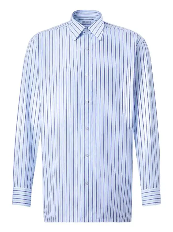 Charvet Striped Cotton Poplin Shirt - Blue