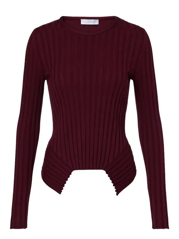 Stella McCartney Ribbed-knit Cotton Top - Burgundy