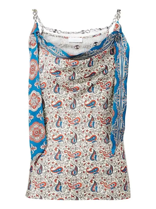 Rabanne Chain-detail Paisley Satin Camisole - Multicoloured