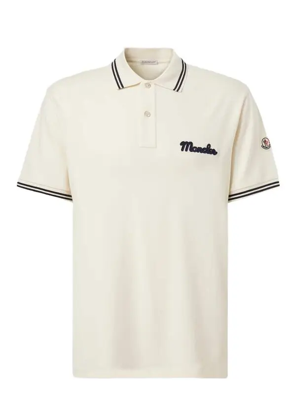 Moncler Logo Cotton Piqué Polo Shirt - Beige