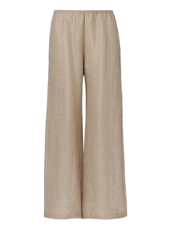LESET Stella Linen-blend Wide-leg Pants - Beige