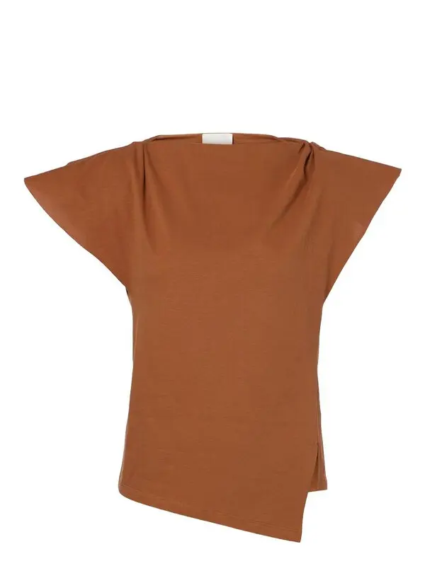 Isabel Marant Sebani Asymmetric Cotton T-shirt - Brown