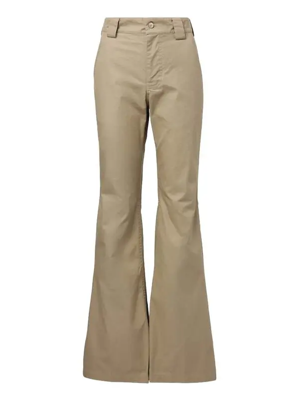 Balenciaga Cotton Twill Flared Trousers - Beige