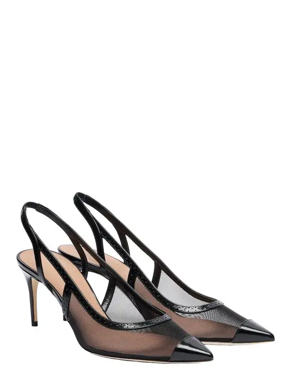 MALONE SOULIERS Aubrey 70 Mesh Slingback Pumps - Black