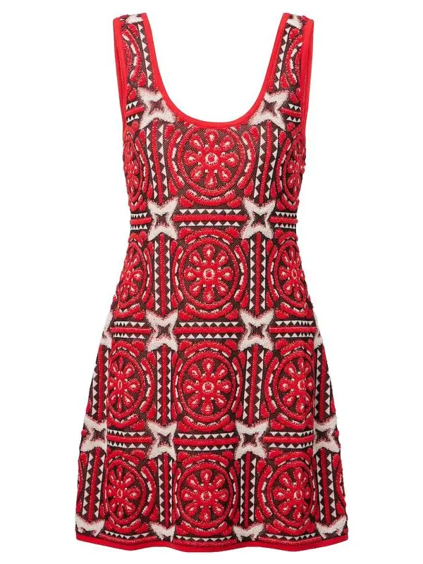 La DoubleJ Sole Star Cotton-blend Jacquard Minidress - Red