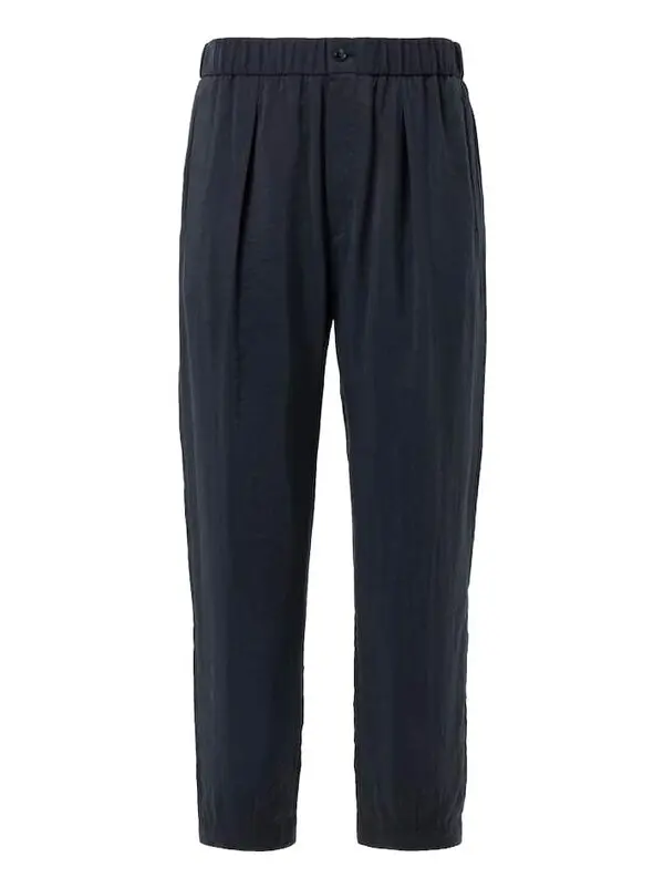 Giorgio Armani Silk-blend Tapered Trousers - Blue
