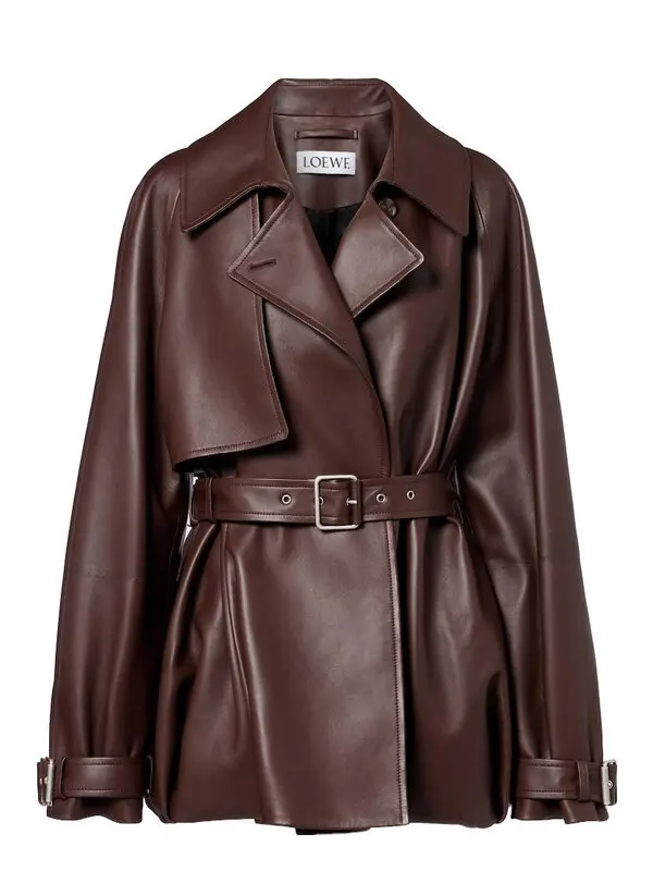Loewe Balloon Leather Jacket - Brown