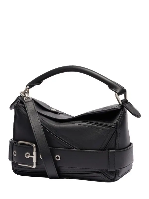 Loewe Puzzle Biker Small Leather Tote Bag - Black