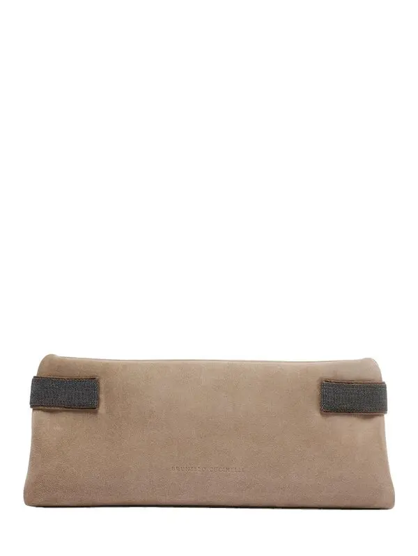 Brunello Cucinelli Essence Small Suede Clutch - Beige