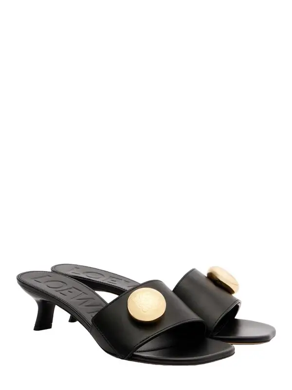 Loewe Pebble 45 Leather Mules - Black