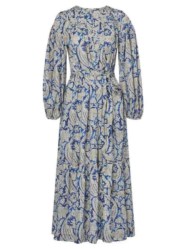 Ulla Johnson Seraphina Printed Cotton-blend Midi Dress - Blue