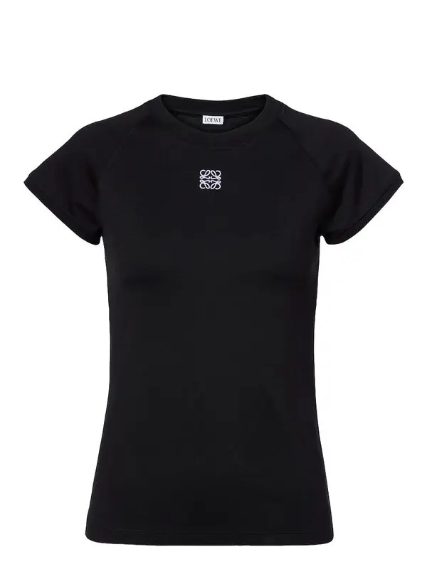 Loewe Anagram Cotton-blend Jersey T-shirt - Black