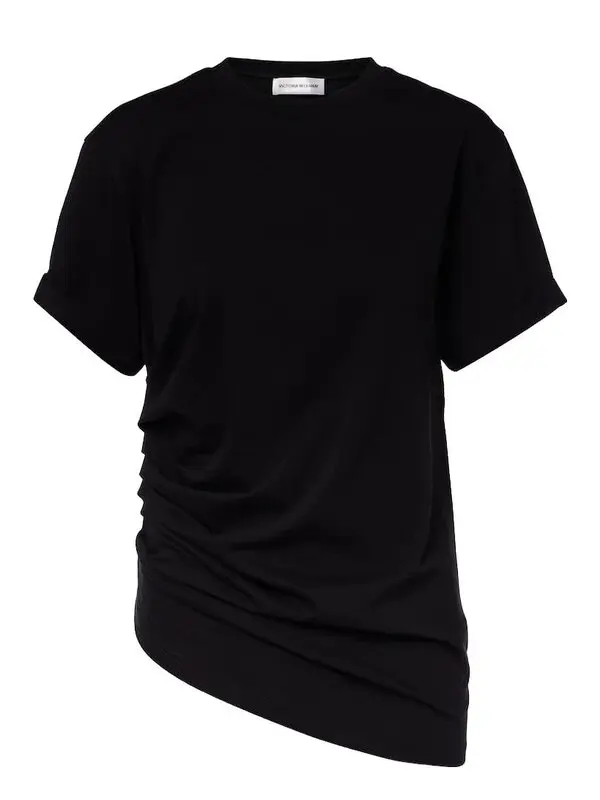 Victoria Beckham Gathered Asymmetric T-shirt - Black