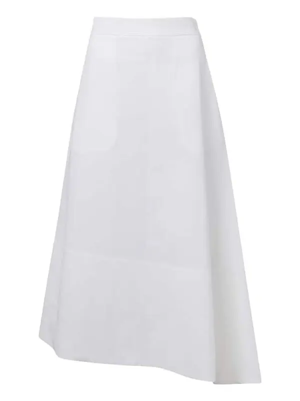 JIL SANDER Asymmetric Linen Midi Skirt - White