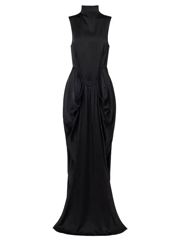 Stella McCartney Draped Satin Gown - Black