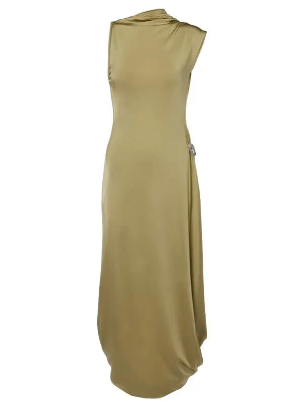 Victoria Beckham Embellished Satin Midi Dress - Green