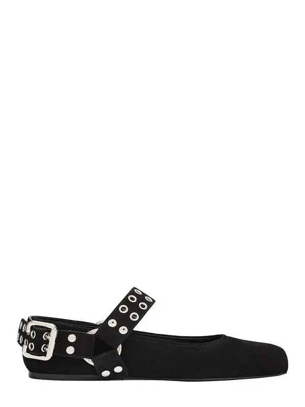 Alaïa Biker Suede Ballerina Flats - Noir