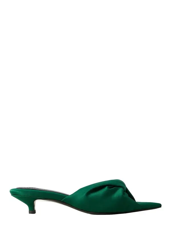 Carven Knotted Satin Mules - Green