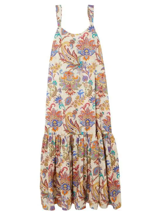 Etro Tiered Paisley-print Cotton Maxi Dress - Cream