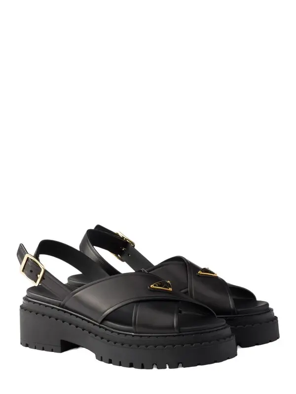 Prada Leather Sandals - Black