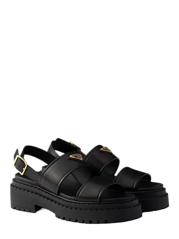 Prada Leather Sandals - Black