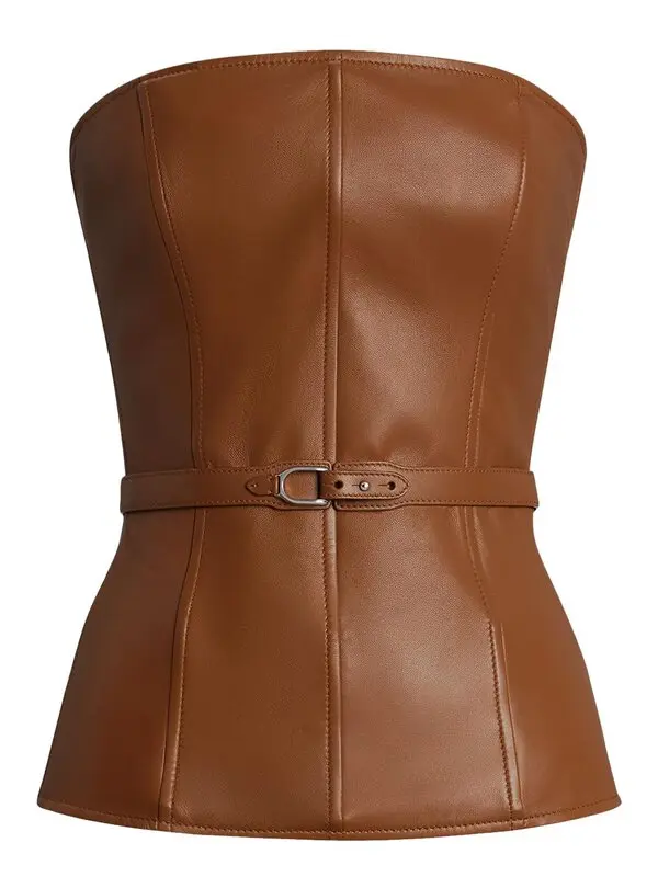 Ralph Lauren Chelsey Soft Leather Corset - Lt Toffee