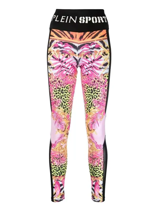 PLEIN SPORT Floral-print Jogging Leggings - Black