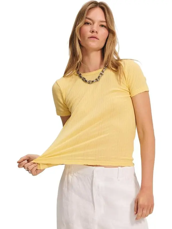 Velvet By Graham & Spencer Enati Pointelle Tee - Yellow