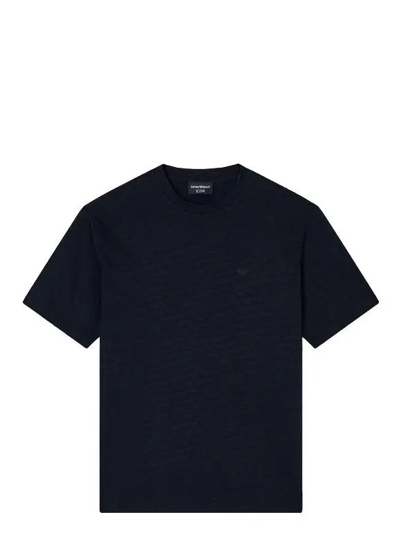 Emporio Armani Icon Jacquard Jersey Jumper - Blue