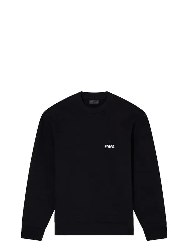 Emporio Armani Jersey Sweatshirt With Super-embossed Ea Embroidery - Black