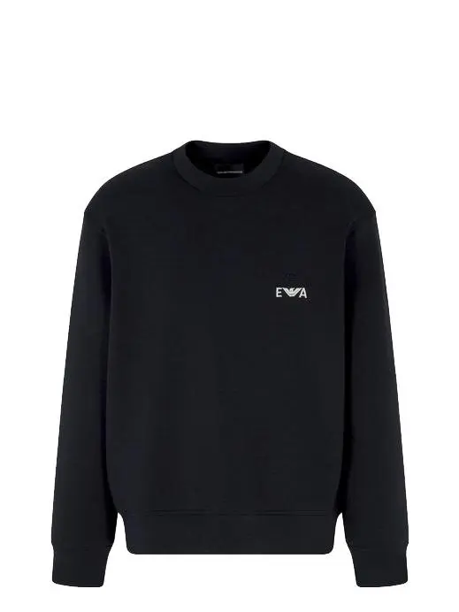 Emporio Armani Jersey Sweatshirt With Super-embossed Ea Embroidery - Navy