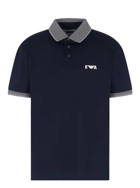 Emporio Armani Piqué Polo Shirt With Super-embossed Ea Embroidery - Navy