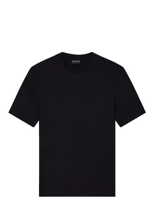Emporio Armani Modal Jersey T-shirt With Micro Eagle Embroidery - Black