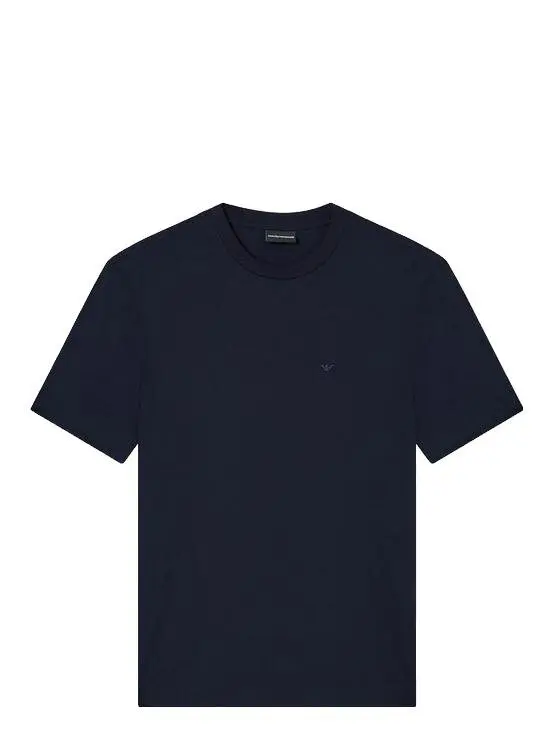Emporio Armani Modal Jersey T-shirt With Micro Eagle Embroidery - Navy